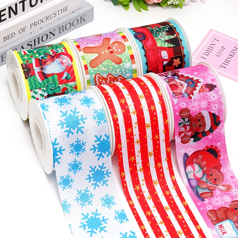 5-Yards-Christmas-Day-Ribbons-Snowflake-Christmas-tree-Grosgrain-Satin ...