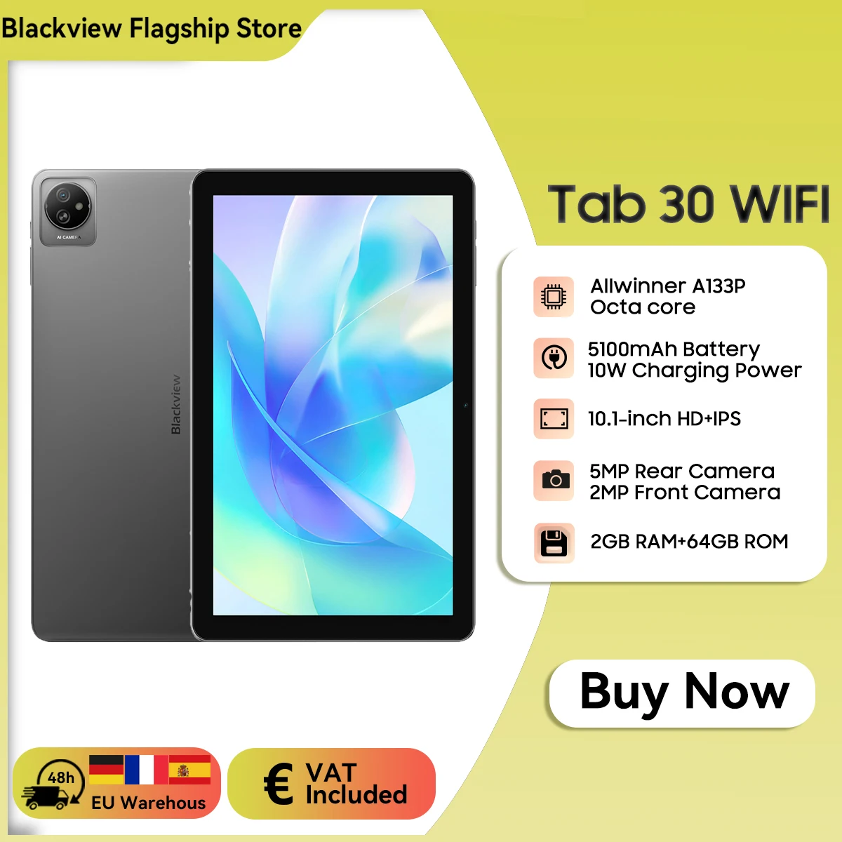 Blackview Tab 30 WIFI 10.1" HD Display Tablet Android 13 Quad-core 2GB ...