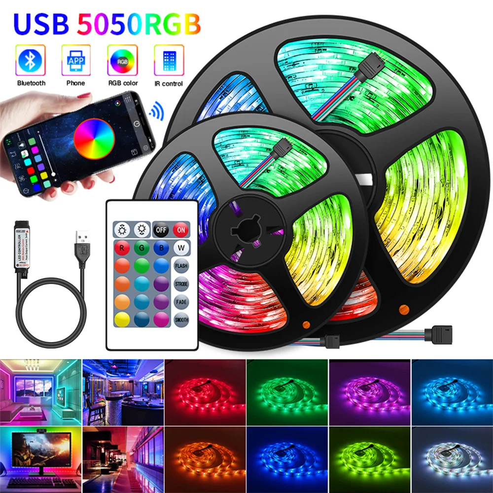 USB LED Strip Light 16LED/Meter Bluetooth RGB Lights Flexible TV ...