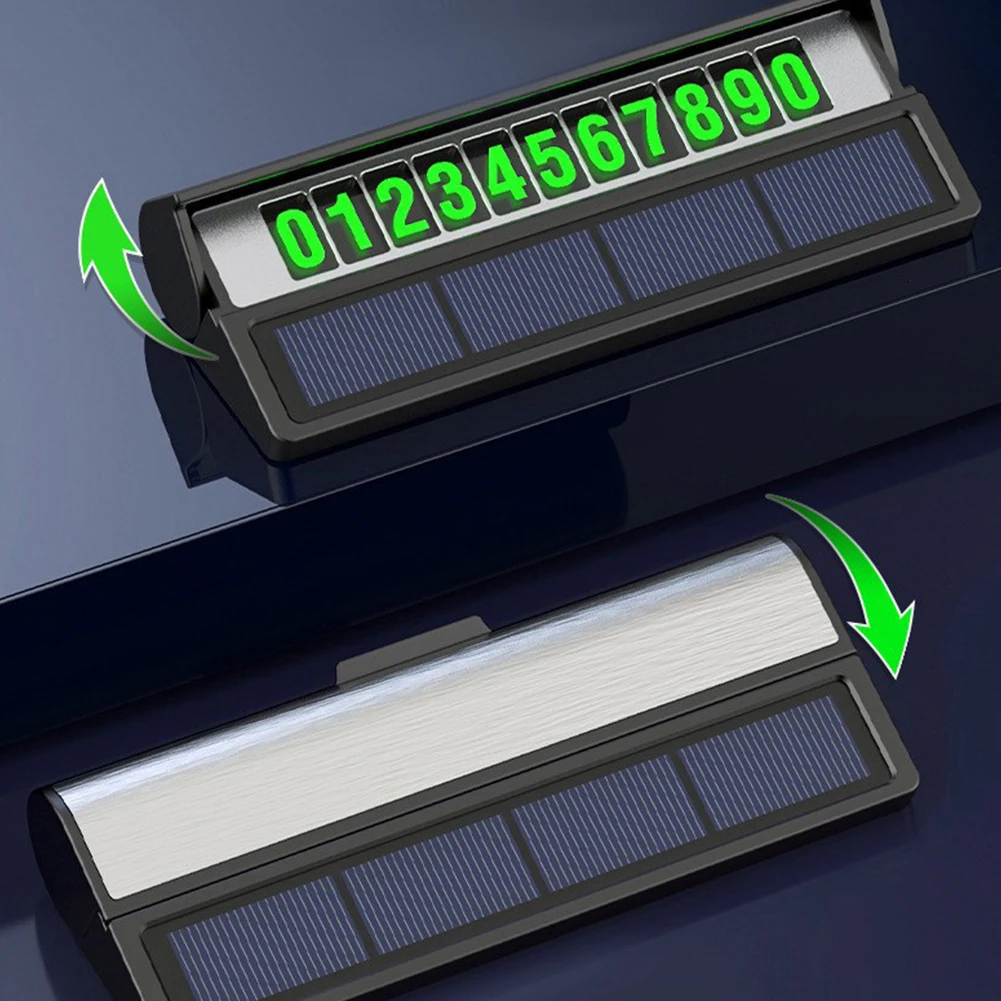 Solar Luminous Car Temporary Parking Card Hidden Telephone Number Plate ...