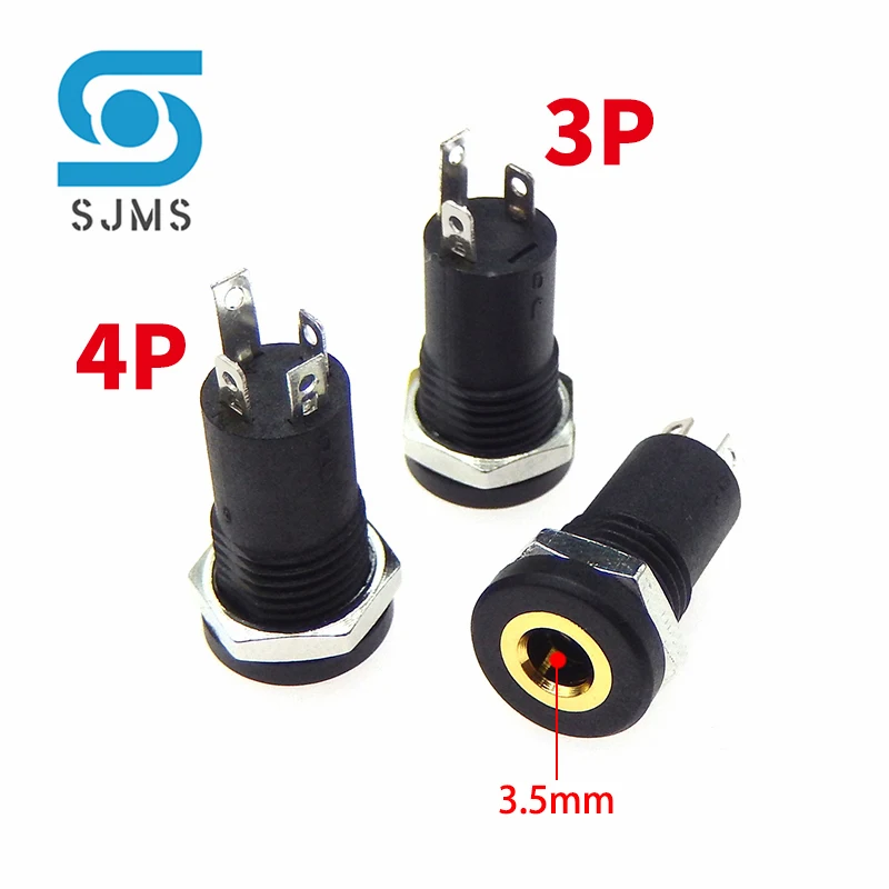 PJ-392A 3/4 Pin 3.5mm Audio Jack Socket 3/4 Pole Stereo Solder Panel Mount 3.5 mm Headphone ...