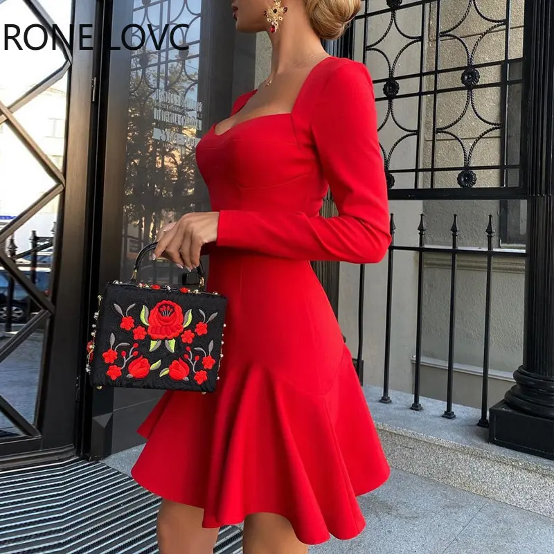 Elegant Red Dresses With Sleeves