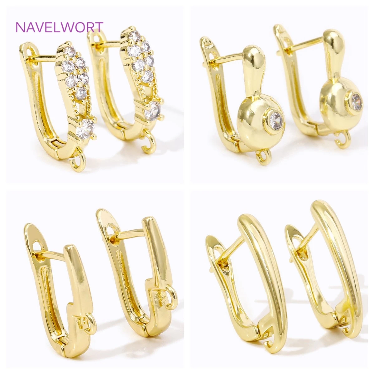 18K-Gold-Plated-Ear-Wire-Fasteners-Earring-Hooks-Brass-Metal-Earring ...