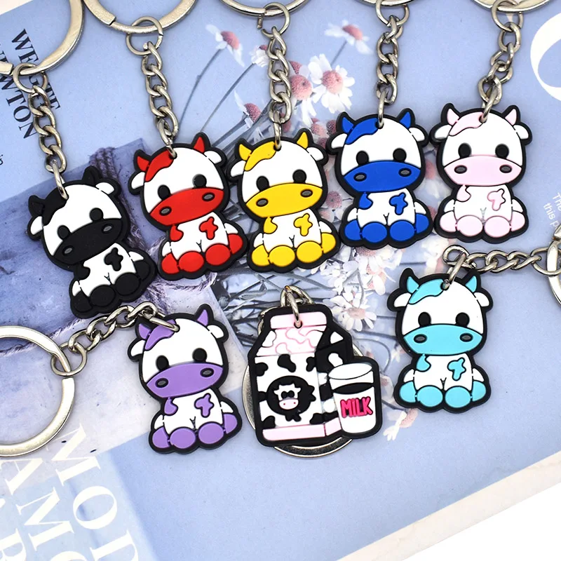 1PCS-PVC-Colorful-Cow-Keychain-Colorful-Cow-Key-Rings-Colorful-Cow-Key ...