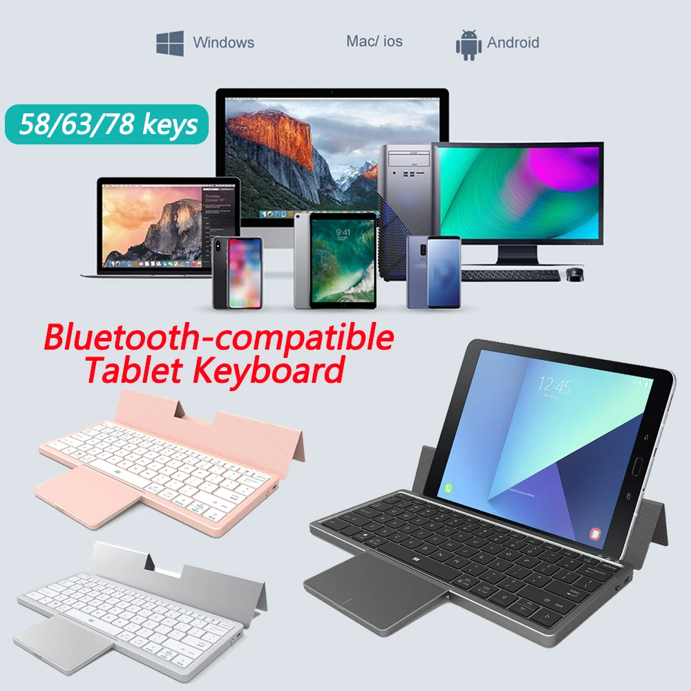 78 Tombol Keyboard Tablet Bluetooth-kompatibel Keyboard Yang Dapat ...
