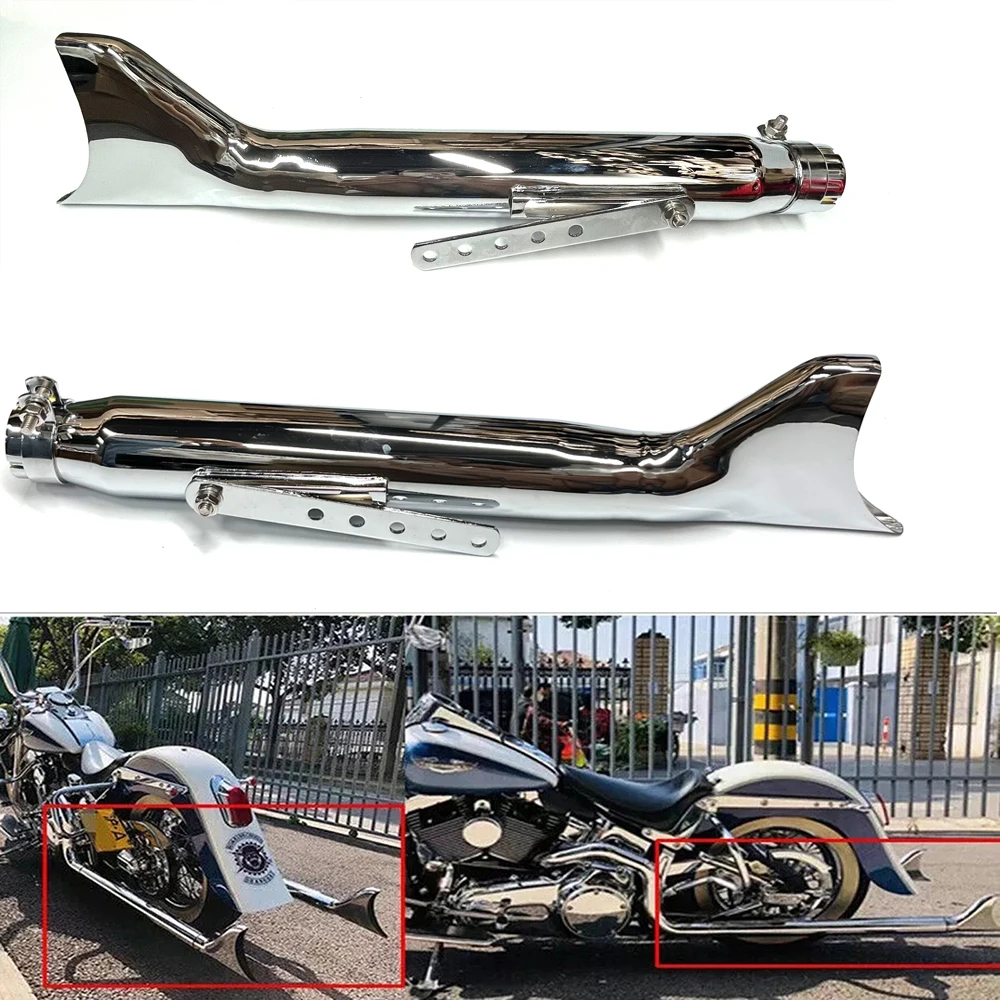 Motorcycle Retro Silver Fishtail Exhaust Muffler 24HP 32HP Engine Part ...