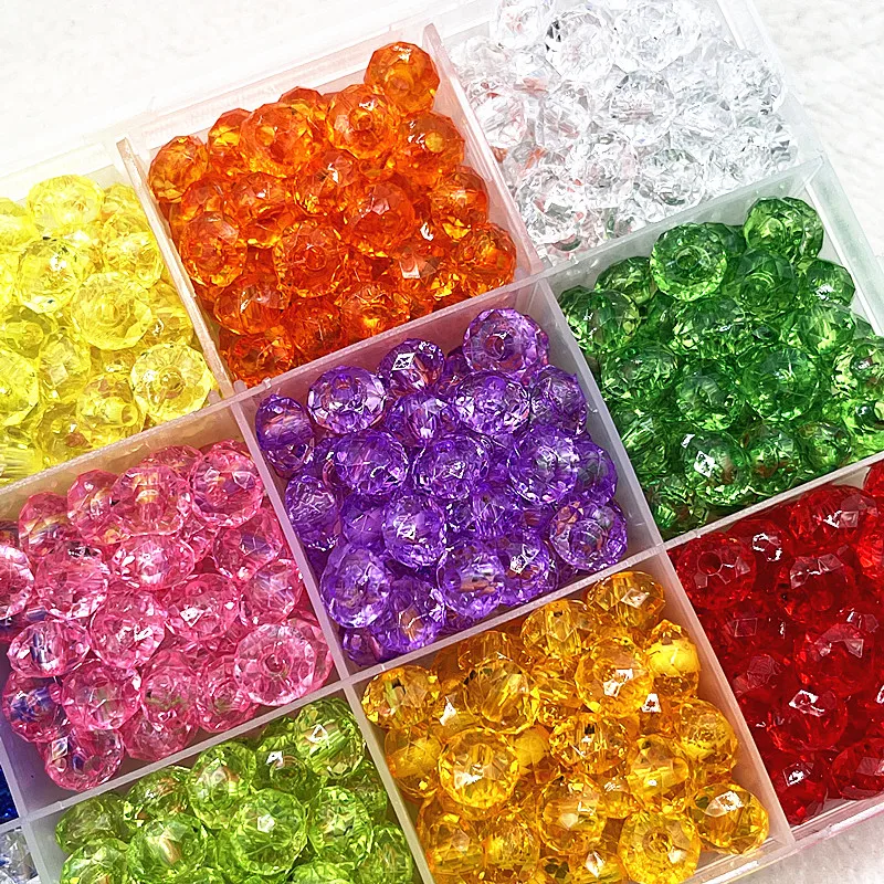 New 6/8/10mm Transparent Faceted Flat Acrylic Beads Loose Spacer Beads ...