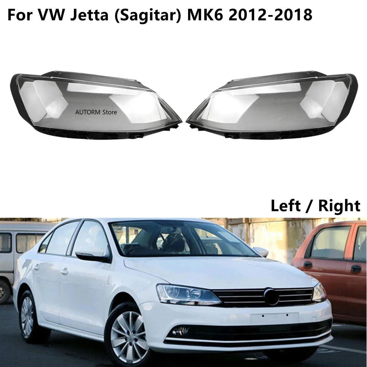 L-R-Headlight-Lens-Cover-For-VW-Jetta-Sagitar-MK6-2012-2018-Front ...