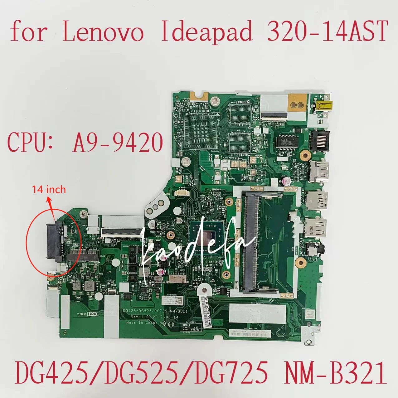 For-Lenovo-Ideapad-320-14AST-Laptop-Motherboard-80XU-CPU-A9-9420-AMD ...