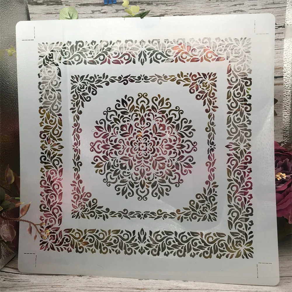 1pcs 30*30cm Mandala Frame In Square Diy Layering Stencils Wall ...
