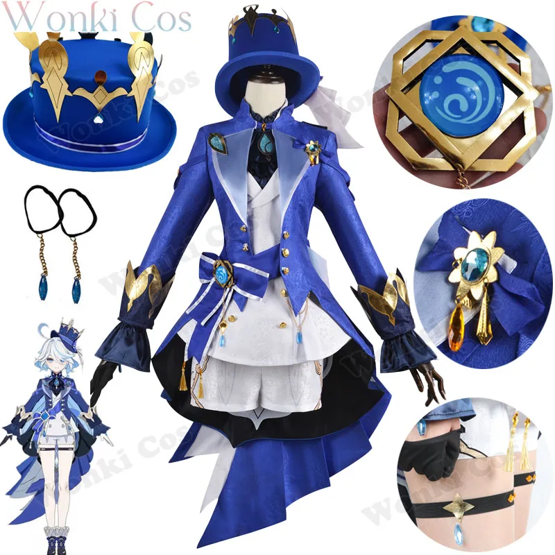 New Arrival Genshin Focalors Cosplay Costume with Hat Full Set Genshin ...