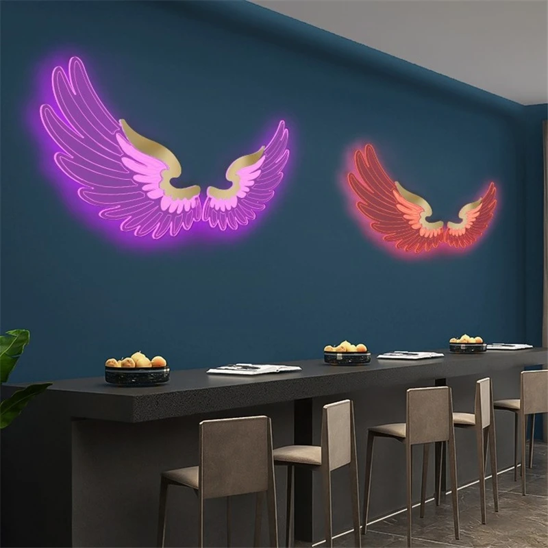 Angel Wings Wall Lamps Nordic Creative Personality RGB LED Wall Lamp ...