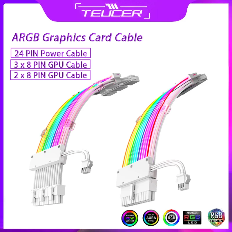 TEUCER TC 45 24PIN Motheboard Extension Cord Wire ARGB GPU Extensions ...