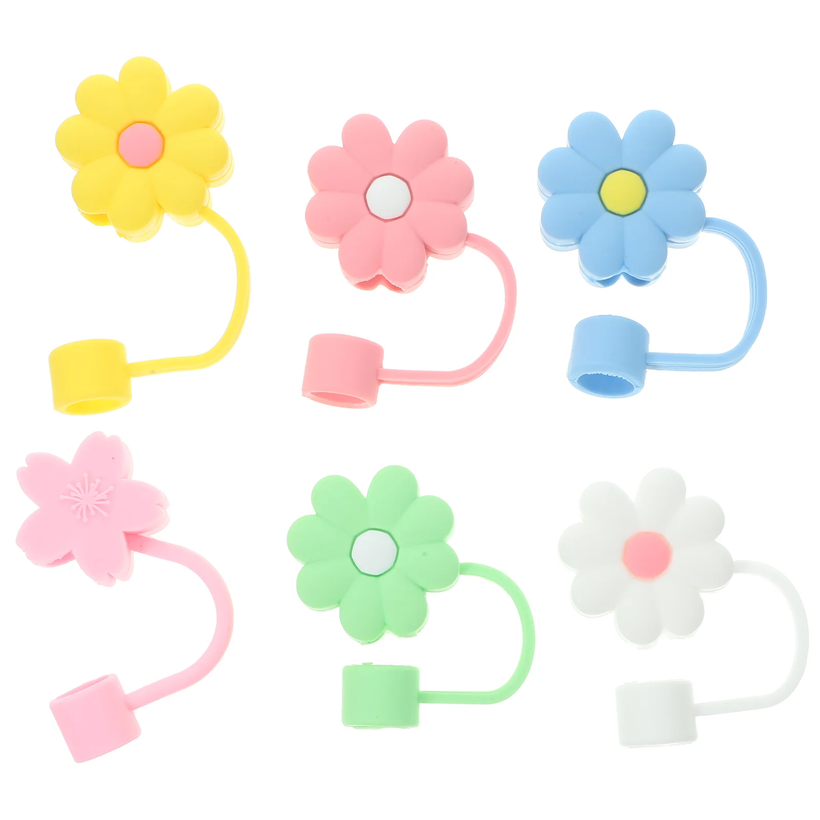 6-Pcs-Straw-Caps-Straws-Chrysanthemum-Plastic-Topper-Reusable-Drinking ...