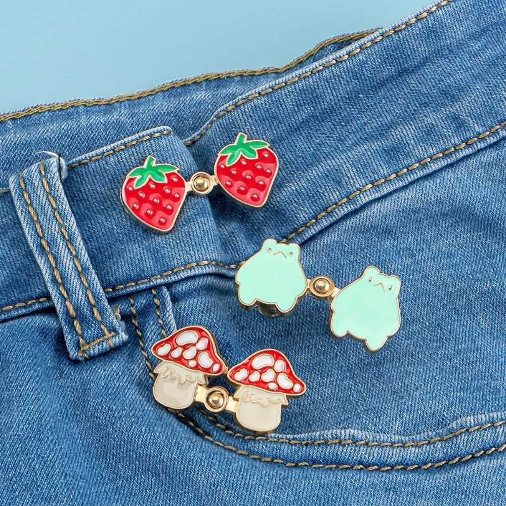 3Pairs Waist Adjust Button No-Sewing Metal Button Strawberry/Frog ...