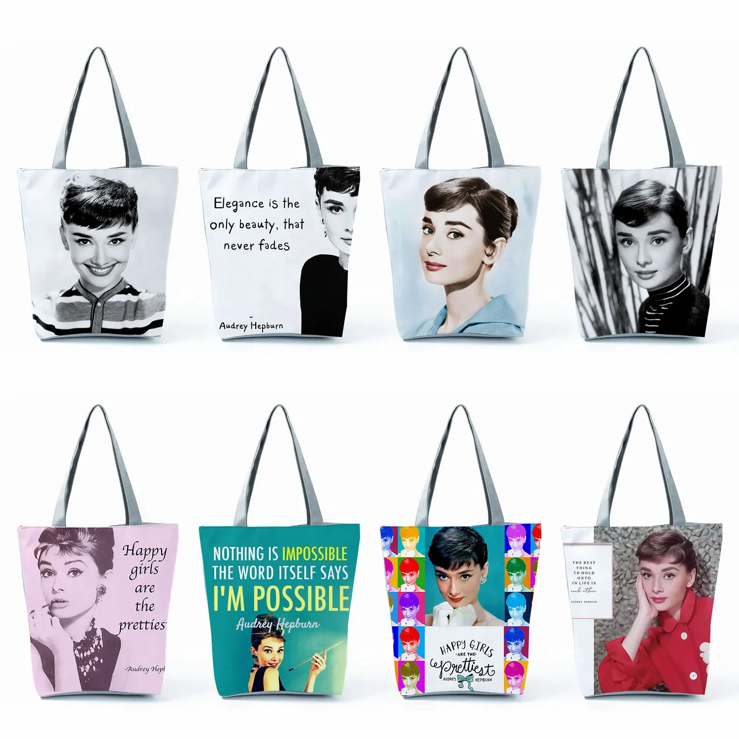 Audrey-Hepburn-Blowing-Bubbles-Printed-Handbag-Classic-High-Capacity ...