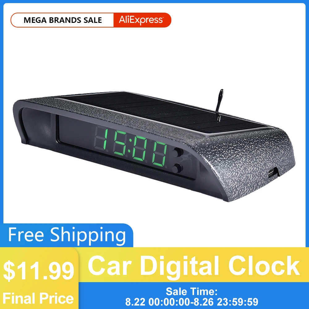 Car-Clock-Auto-Internal-Stick-On-Digital-Watch-Solar-Powered-24-Hour ...