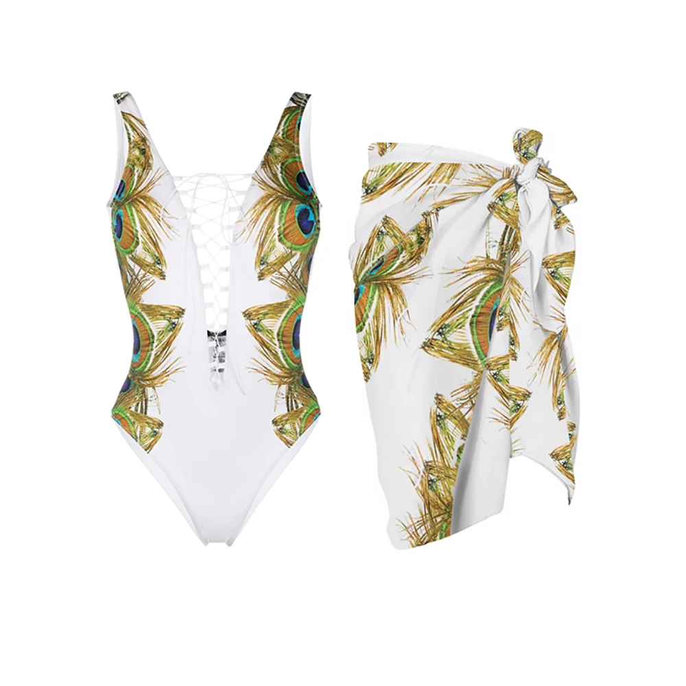 Peacock-Feather-Print-Lace-Up-One-Piece-Swimsuit-And-Cover-Up-Sqaure ...