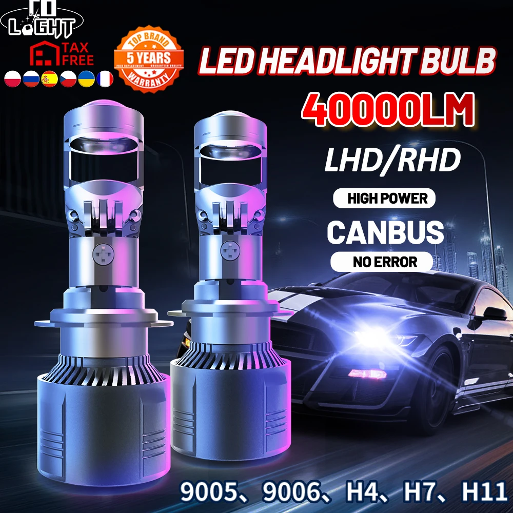 CO-LIGHT-H7-LED-Headlight-Projector-Lens-Bi-LED-H4-High-Beam-Low-Beam ...