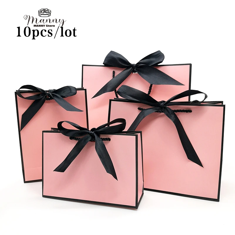 Pretty Pink Kraft Gift Bag Gold Present Box For Pajamas Clothes Books ...