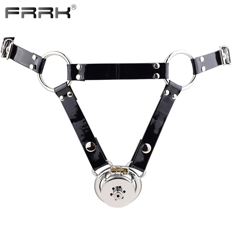 FRRK-Inverted-Cylinder-Negative-Male-Chastity-Cage-Device-with-Catheter-PU-Harness-Belt-for-Men ...