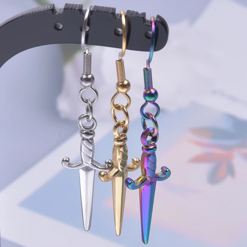 Metal Dagger Charm Earring Dangle Sword Ear Hooks Piercing Jewelry ...