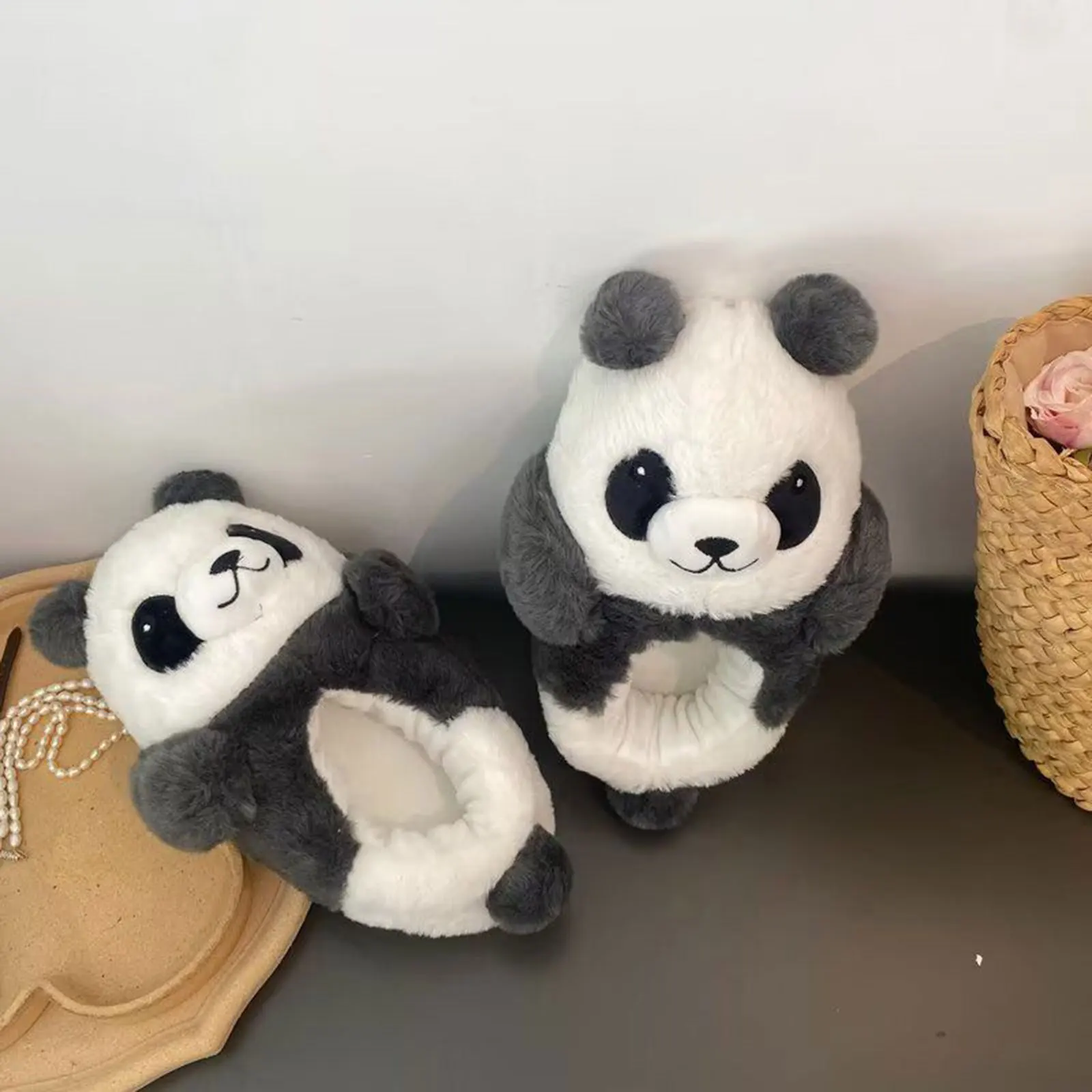 2023-Cute-Panda-Fluffy-Slippers-Women-Furry-Fur-Slippers-Heel-Cover ...