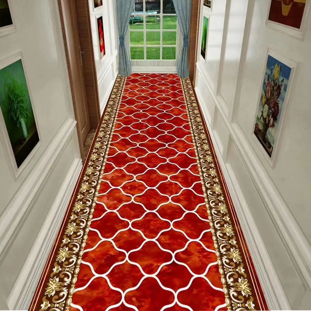 Retro Long Corridor Carpet Runners Aesthetic Luxury Hotel Hallway ...