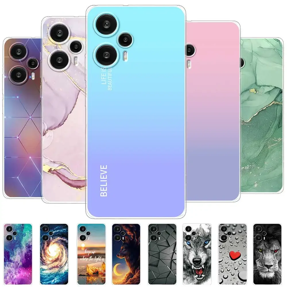For Xiaomi Poco F5 Case For Poco F5 Marble Clear Soft Silicone Protect ...