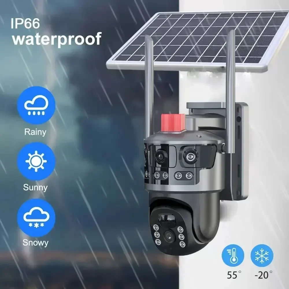V380 Wireless Solar-Powered Security Camera Outdoor IP Cam 3MP 4G Wifi ...