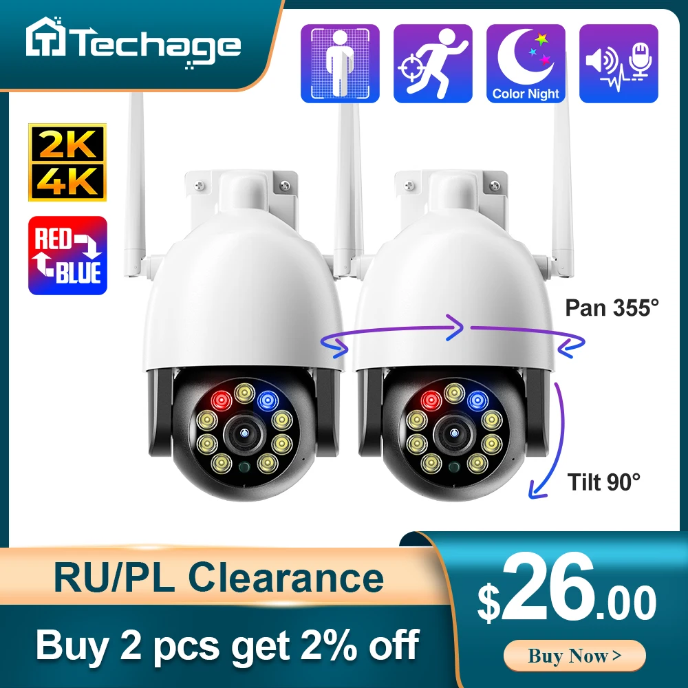 Techage-4MP-8MP-Outdoor-WiFi-IP-Camera-4K-Speed-Dome-Wireless-Security ...