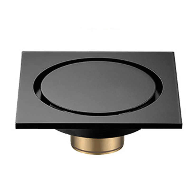 Black Brass 10 x 10 cm Shower Floor Drain Washroom Bathroom Invisible ...