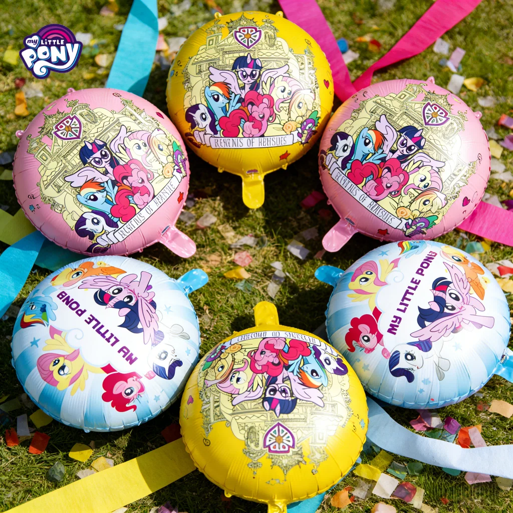 6pcs Cute Cartoon MY LITTLE PONY Theme round Aluminum Foil Balloon Set ...