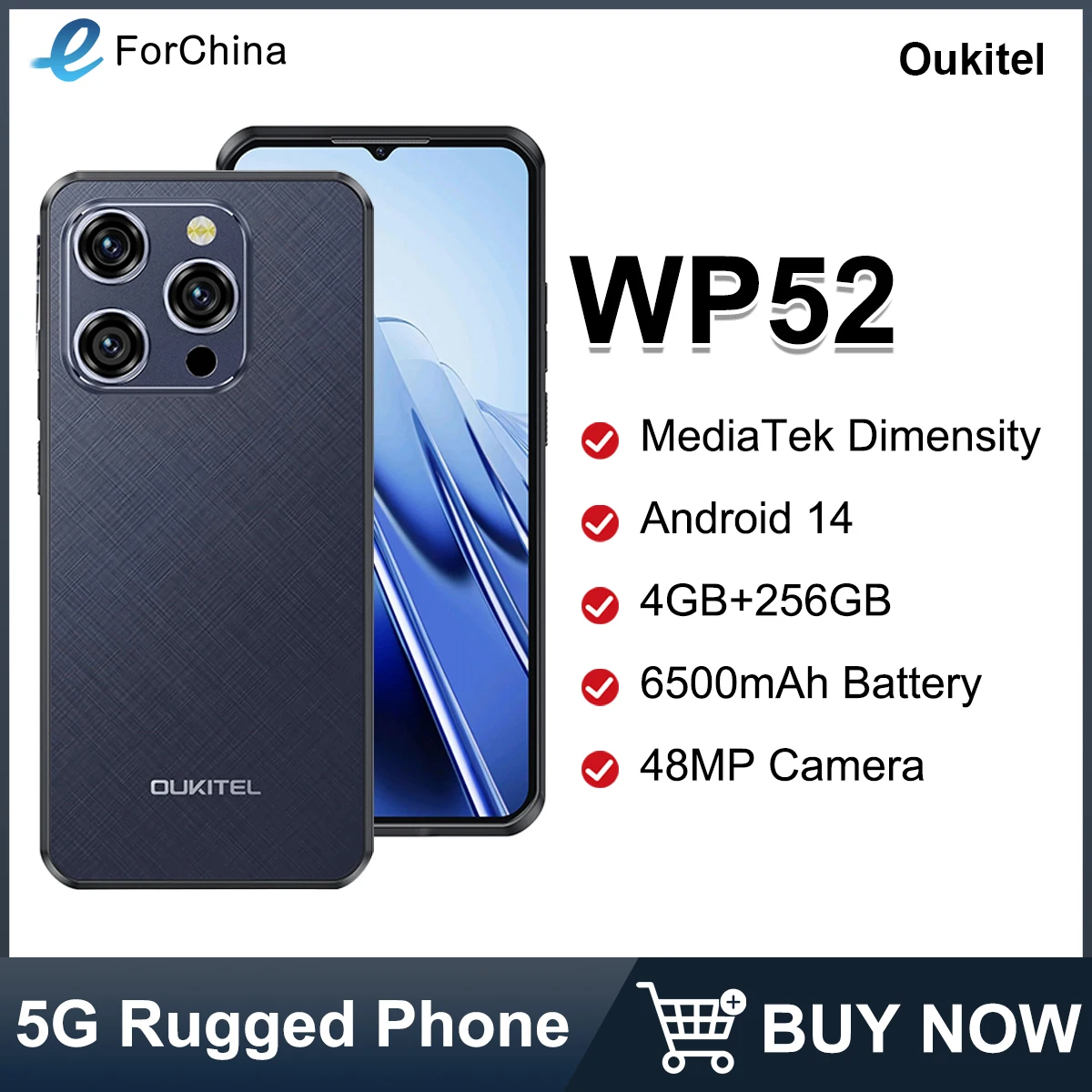 Oukitel-WP52-5G-Rugged-Smartphone-6-6-HD-6500mAh-4GB-256GB-Android-14 ...