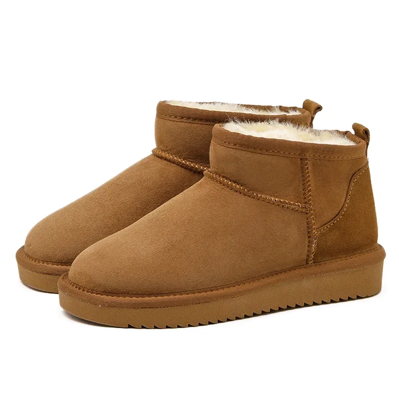 Botas-cortas-de-piel-de-oveja-para-mujer-botines-de-lana-Natural ...