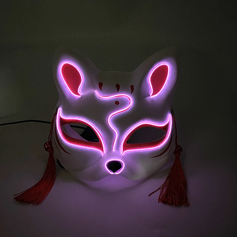 Halloween-Japanese-Style-Glowing-Dance-Mask-LED-Luminous-Half-Face-Cat ...