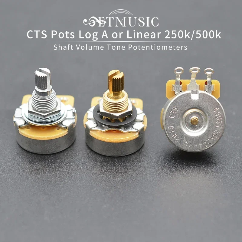 2PCS-CTS-Pots-Log-A-or-Linear-for-Electric-Guitars-250k-500k-Brass ...