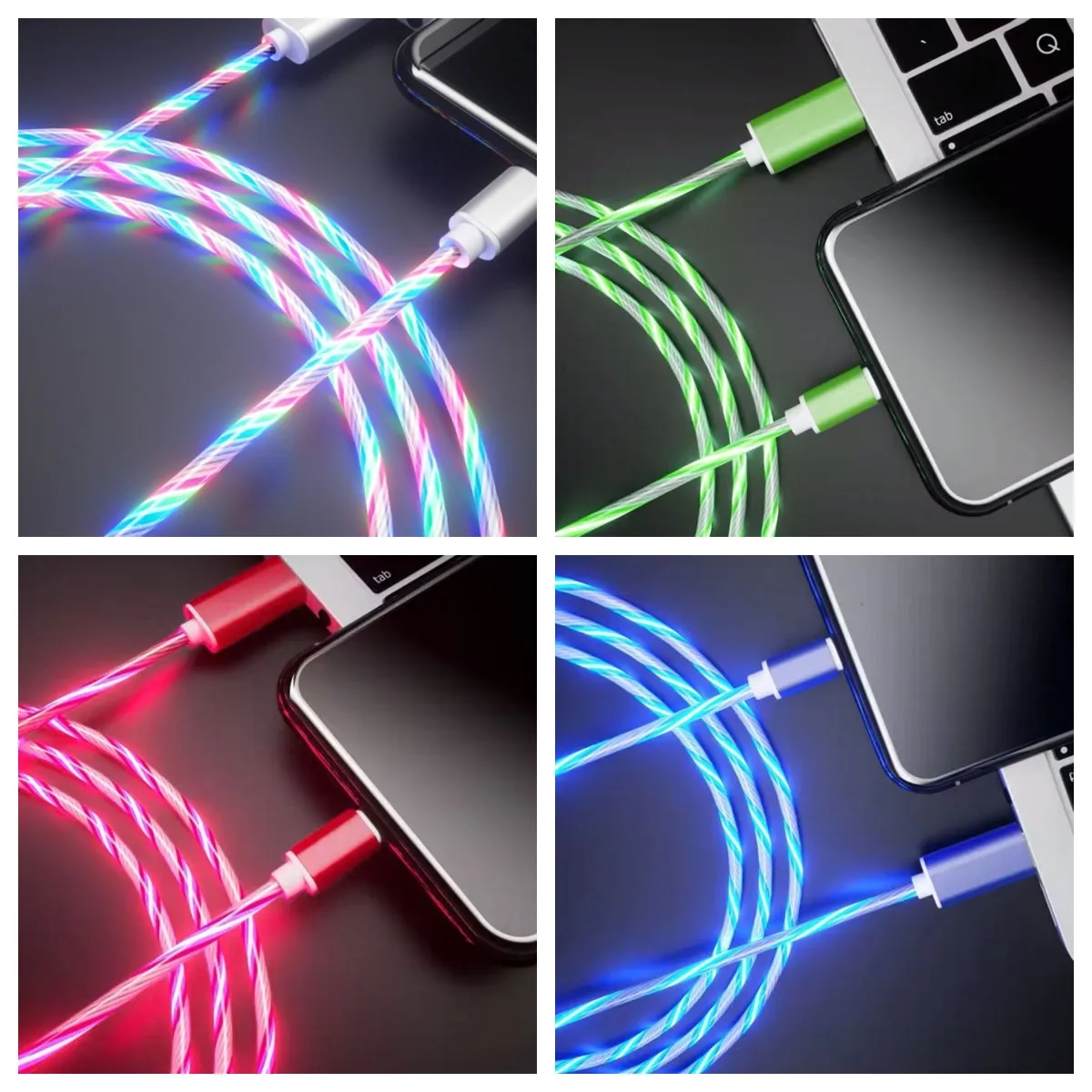 1Pc-Colorful-Flowing-Charger-Cable-LED-light-Fast-Charging-Luminous ...