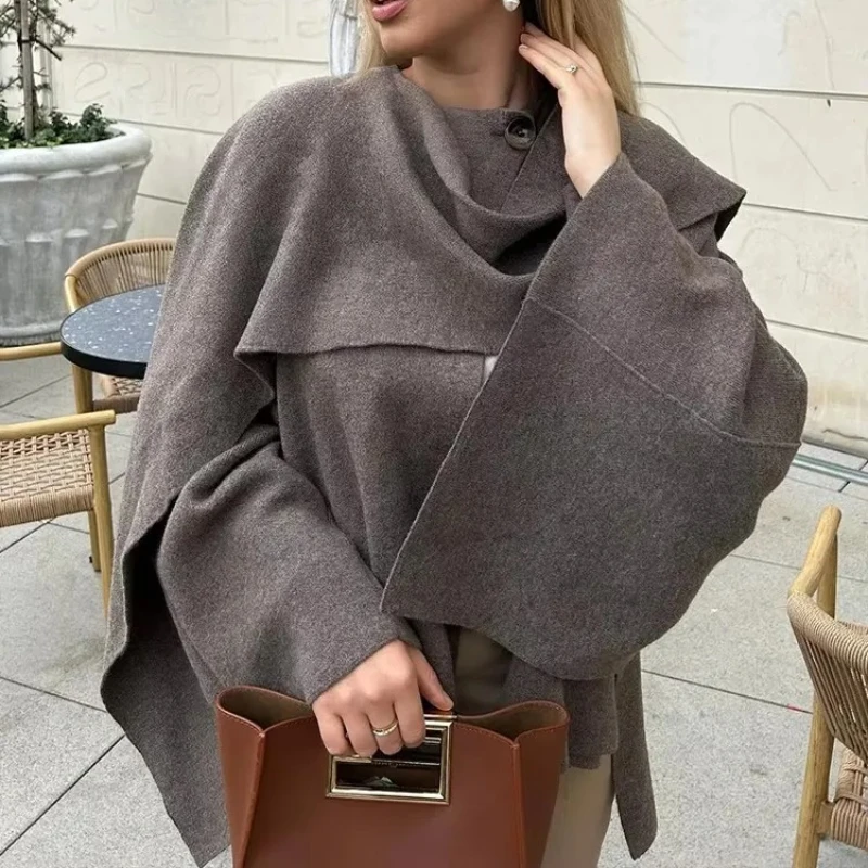 Winter Autumn Elegant Shawls Cape Coat Women Fashion Asymmetric Long ...