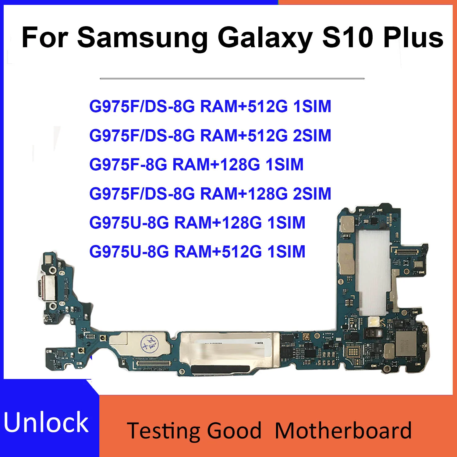 Original Unlocked For Samsung Galaxy S10 Plus Motherboard G975F G975F ...