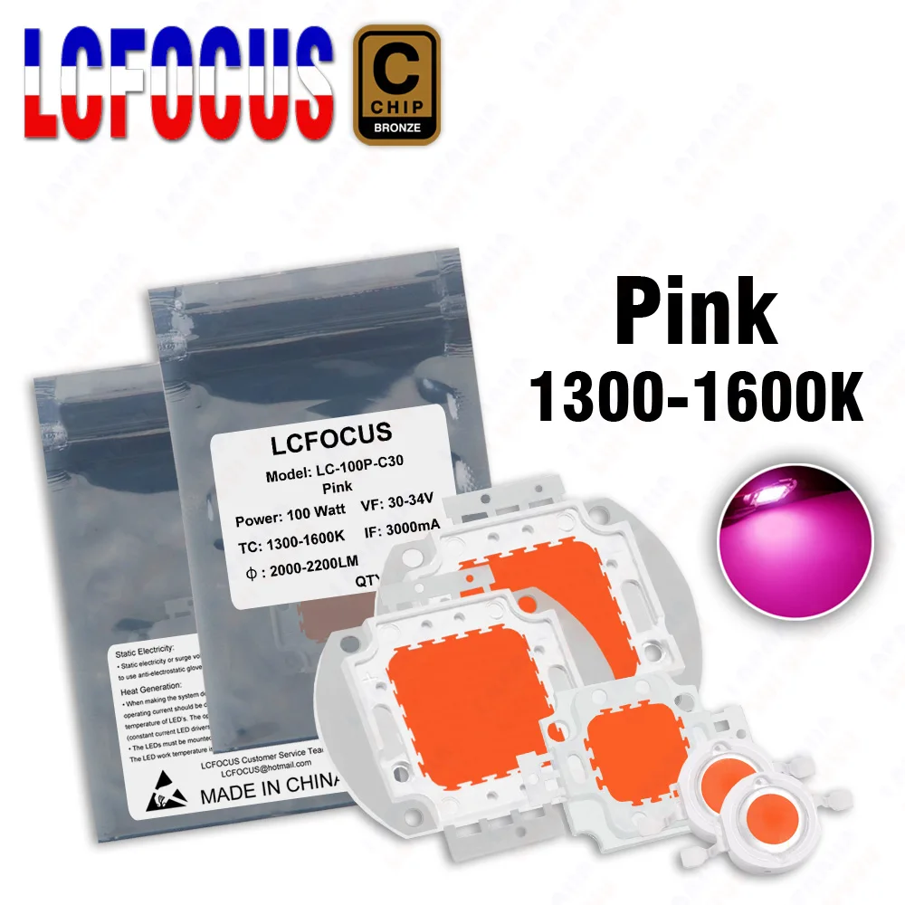 1W 3W 5W 10W 20W 30W 50W 100W Pink LED Chip COB SMD Diode 1300 1600K ...