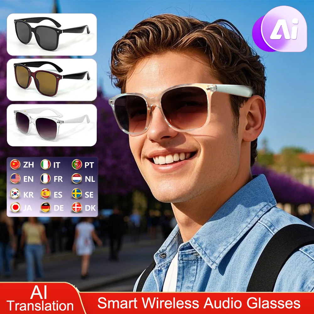 JT-GY500 AI Translation Conversation Smart Glasses Bluetooth Wireless ...