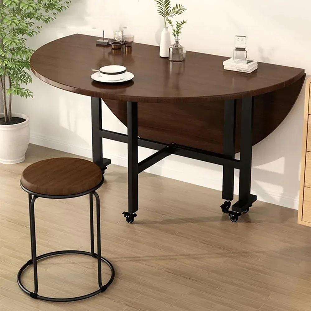 Solid-Wood-Round-Dining-Table-Folding-Restaurant-Entryway-Rolling ...