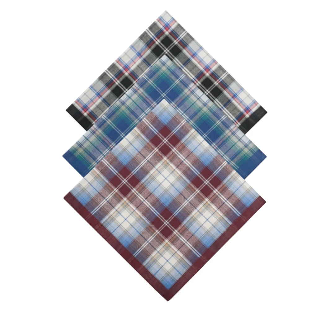 3PCS Thin Cotton Plaid Men's Handkerchief Soft Gentleman Pocket Towel ...