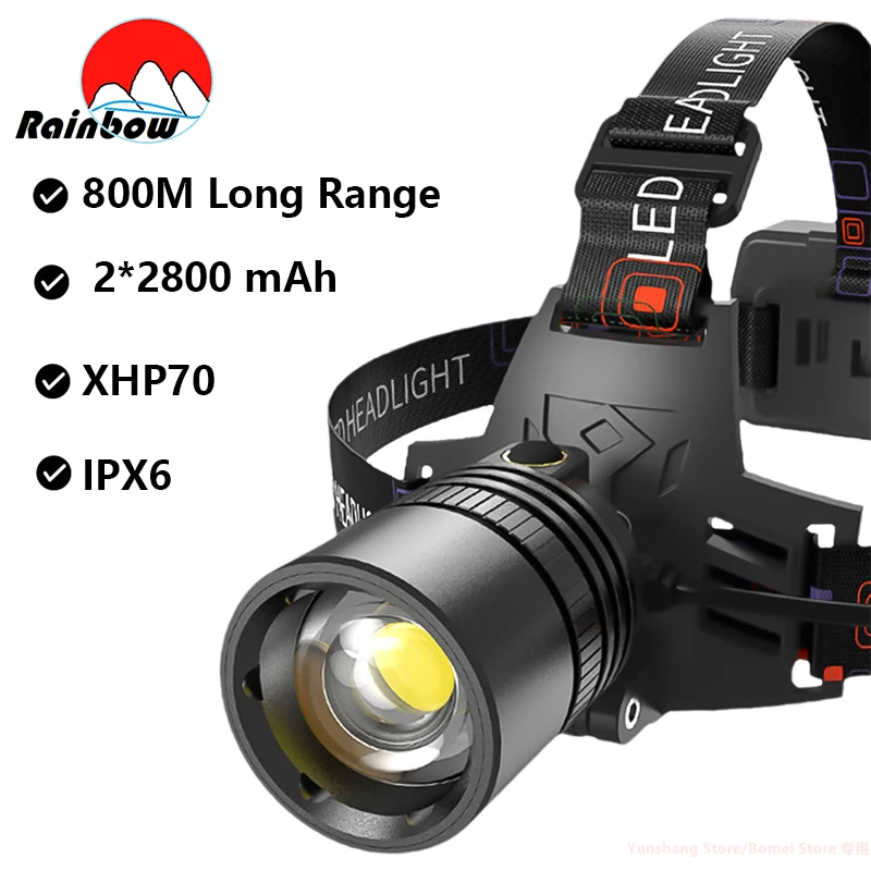 Super Xhp70 800m Long Range Most Powerful Led Headlamp Rechargeable ...