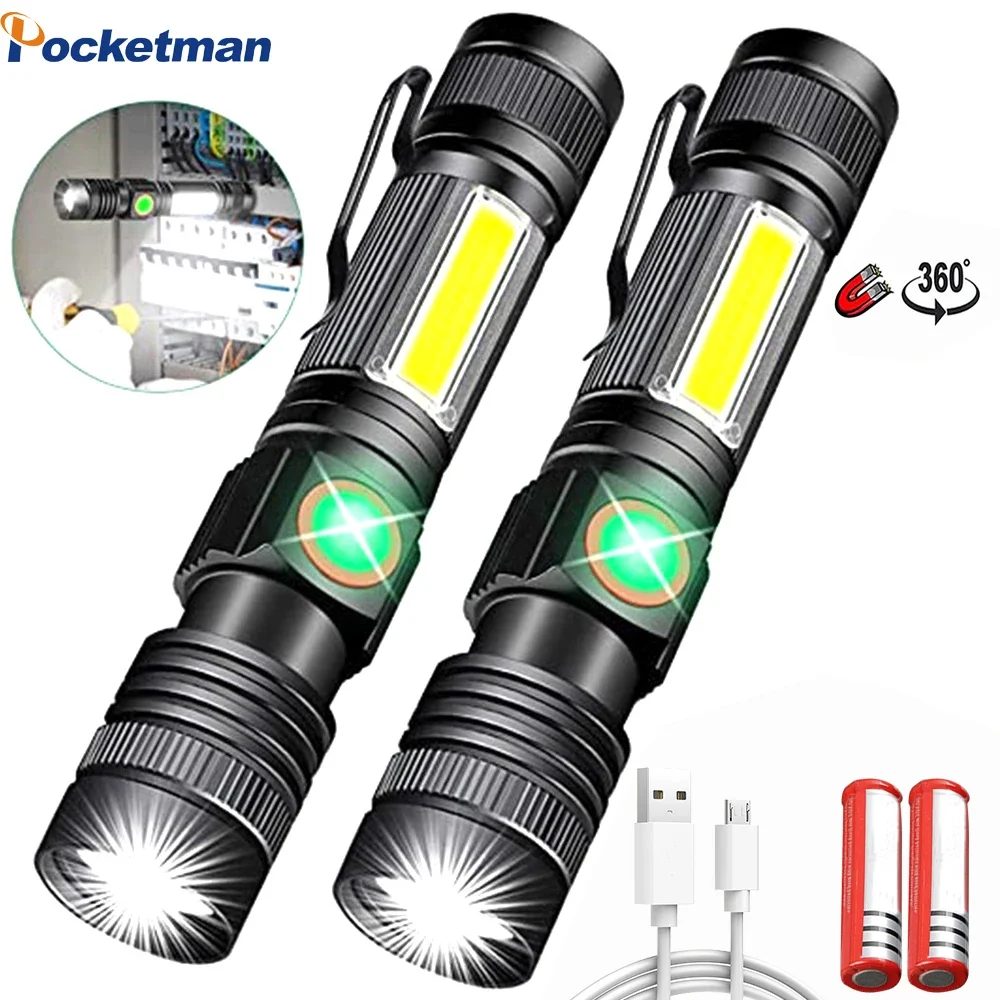 High-Power-LED-Pocket-Tactical-Flashlight-Super-Bright-Magnetic-Torch ...