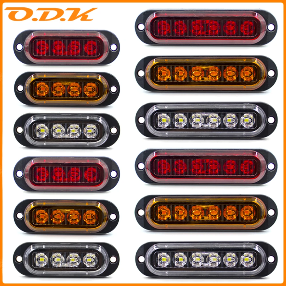 6x/8x/10x 12-24V 6 LED 4 LED 2 Style Side Marker Lights Waterproof ...