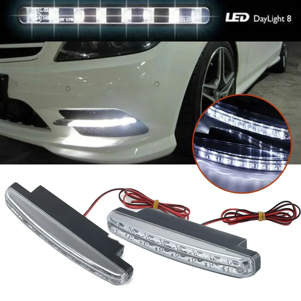 2PCS-8-LED-Daytime-Running-Light-12V-Headlight-Daylights-Auto-Daytime ...