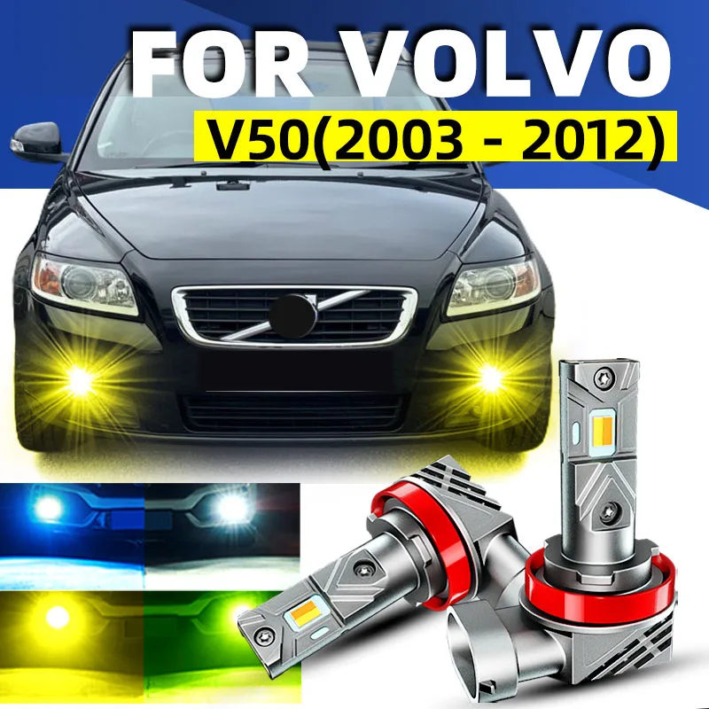 2pcs Car LED Front Fog Lights Bulbs Dual Colors Switchback White Yellow ...