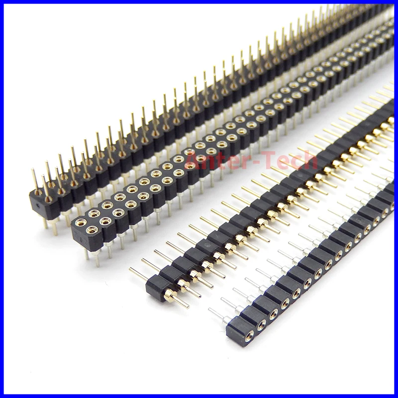 라운드 홀 주석 골드 암 바늘, 단일 행, 0.1 인치 깨지기 쉬운 PCB IC 크리스탈 트랜지스터 소켓, 1x40P, 2x40, 2.54mm, 2.0mm, 5 개 ...